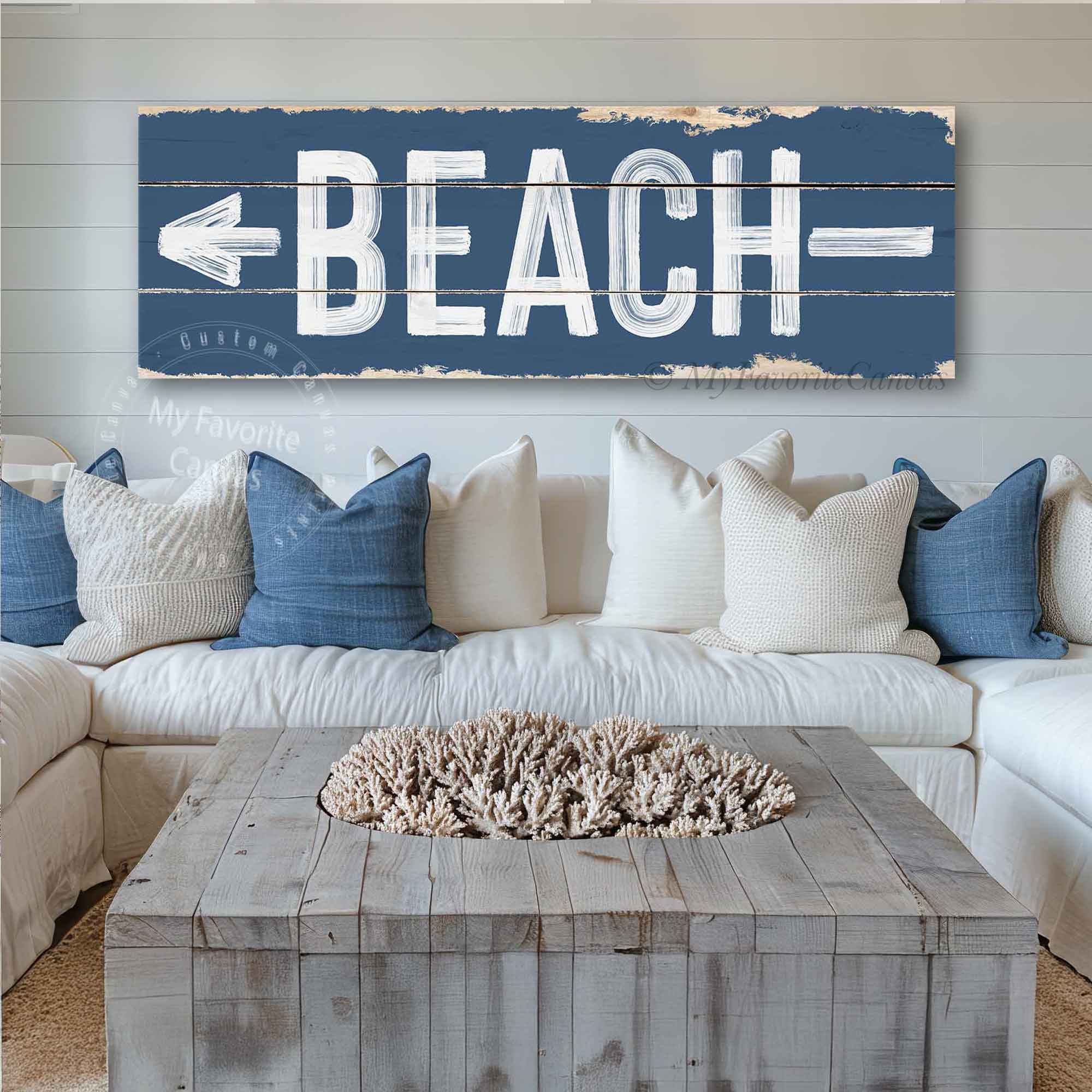 Beach Direction Rustic Sign – My Favorite Canvas