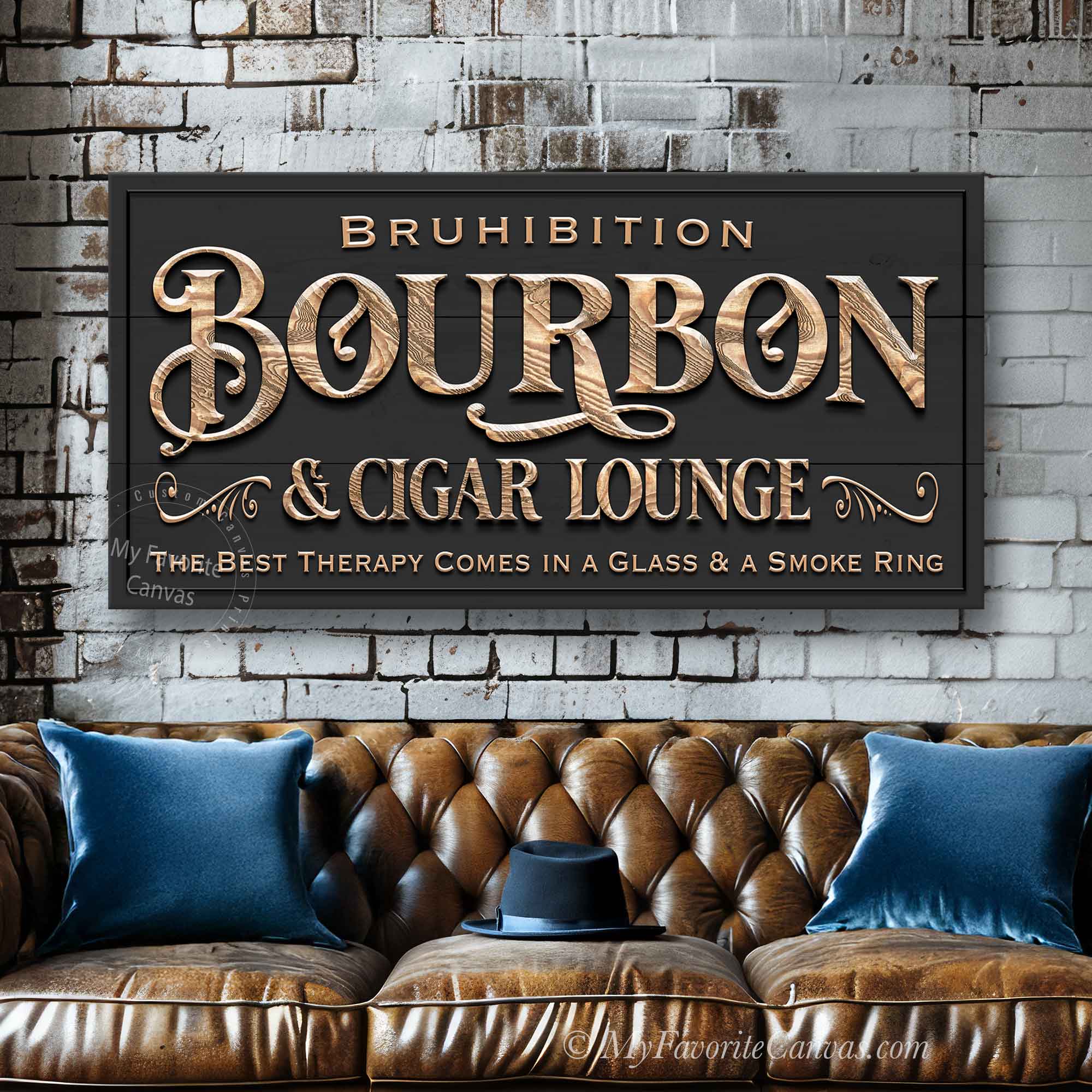 Bourbon & Cigar Lounge Sign – My Favorite Canvas