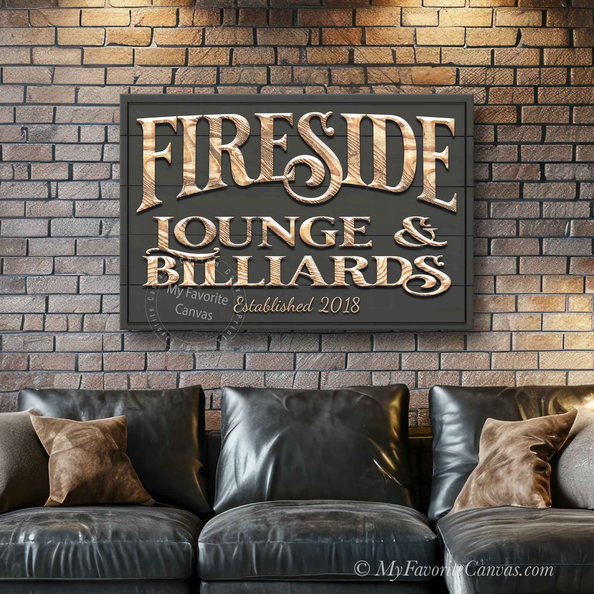 Fireside Lounge & Billiards Sign – My Favorite Canvas
