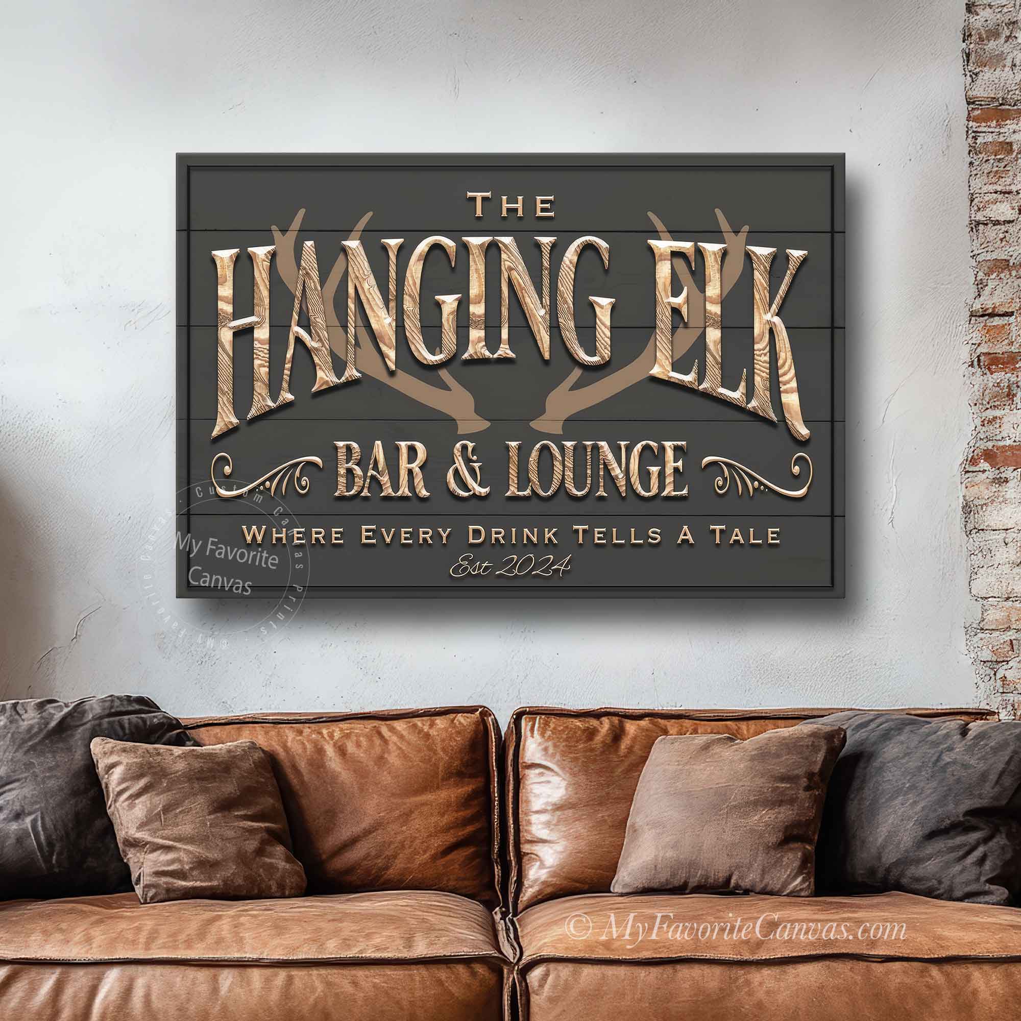 Hunter's Elk Rack Bar & Lounge Sign – My Favorite Canvas