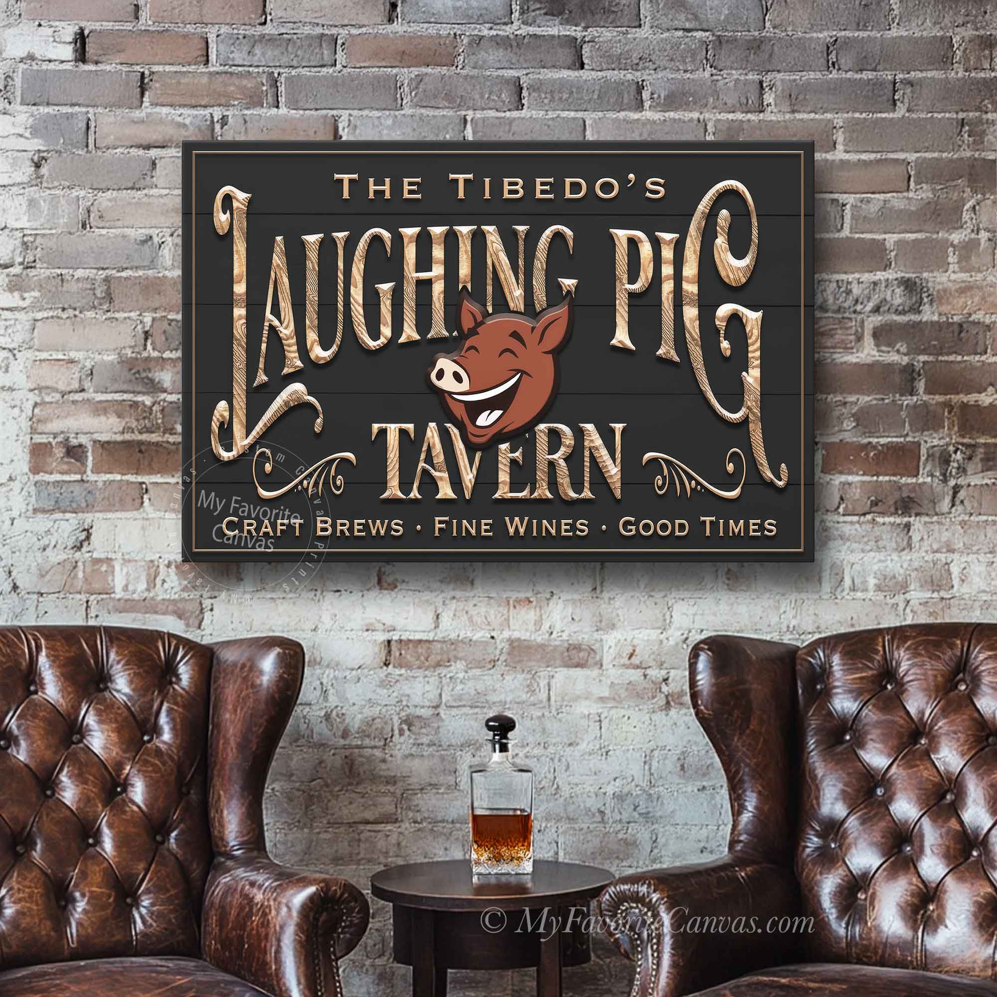 Laughing Pig Tavern Sign – My Favorite Canvas